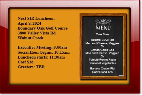 Menu & Schedule | SIR Branch 8