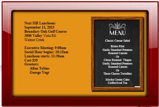 Menu & Schedule | SIR Branch 8
