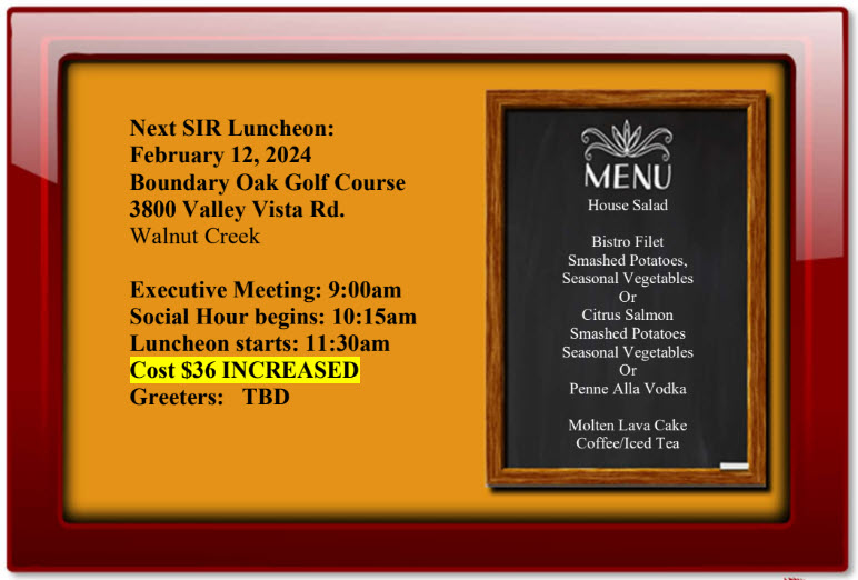 Menu & Schedule | SIR Branch 8